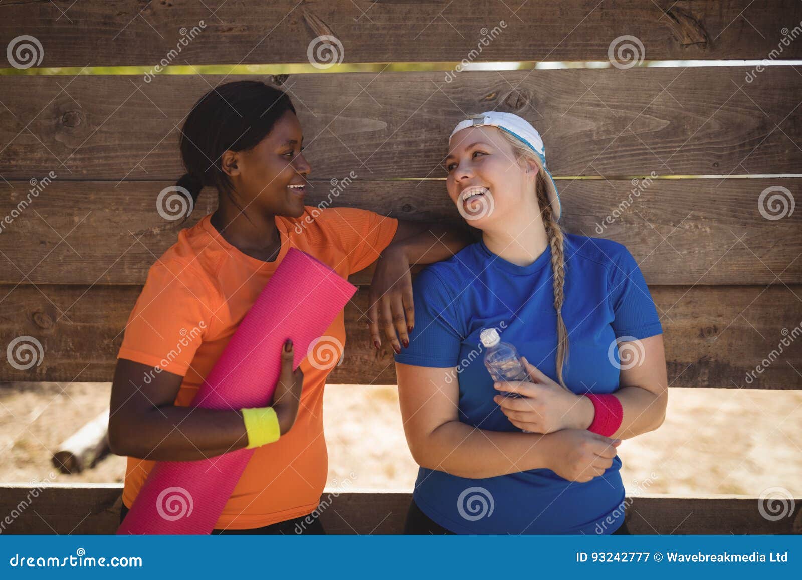 Friends Interacting with Each Other after Workout during Obstacle ...