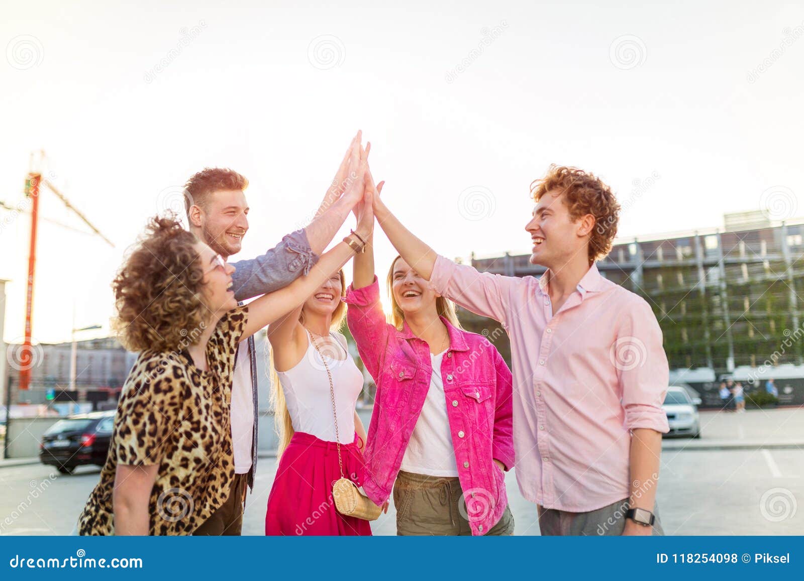 Friends joining hands stock photo. Image of girls, joining - 118254098