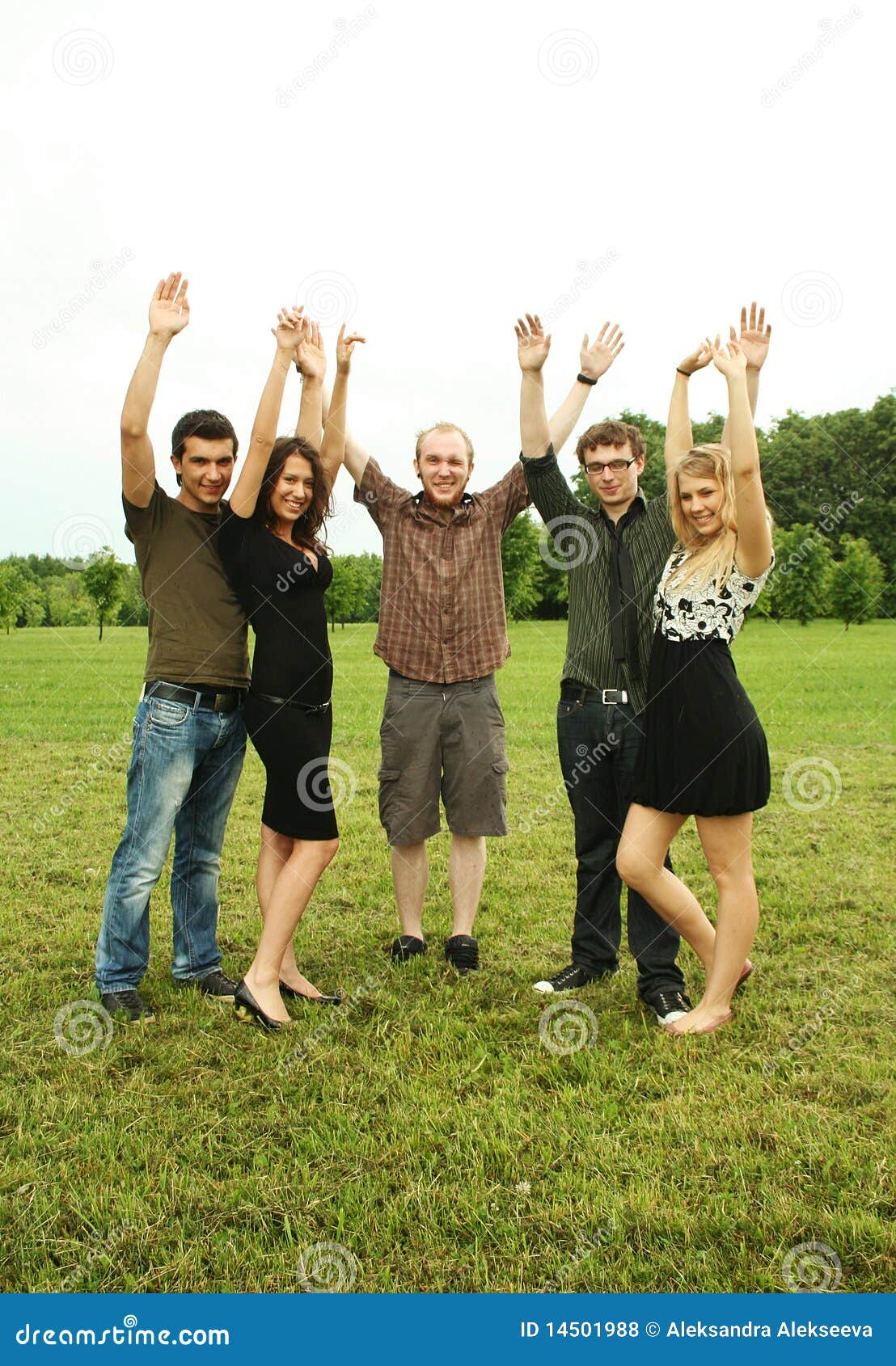 Friends Keep Hands Up Outdoor Stock Photo - Image of green, beauty ...