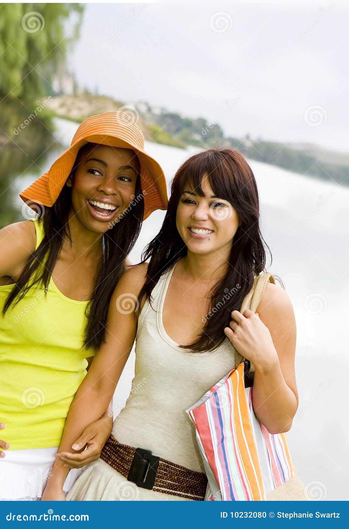 Friends at the lake stock photo. Image of body, bikini - 10232080