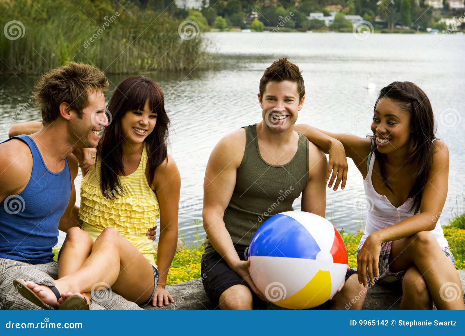 Friends lake stock photo. Image of girl, people, physical - 9965142