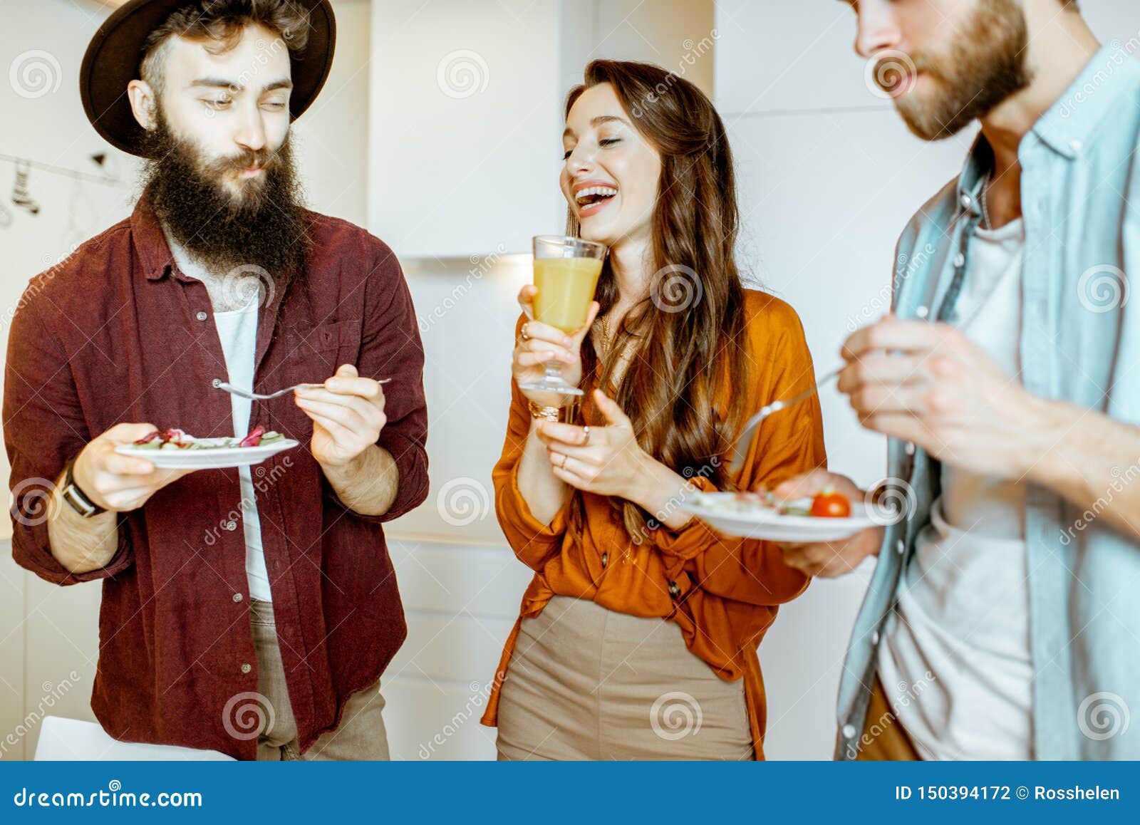 Friends during the Lunch at Home Stock Photo - Image of interior ...