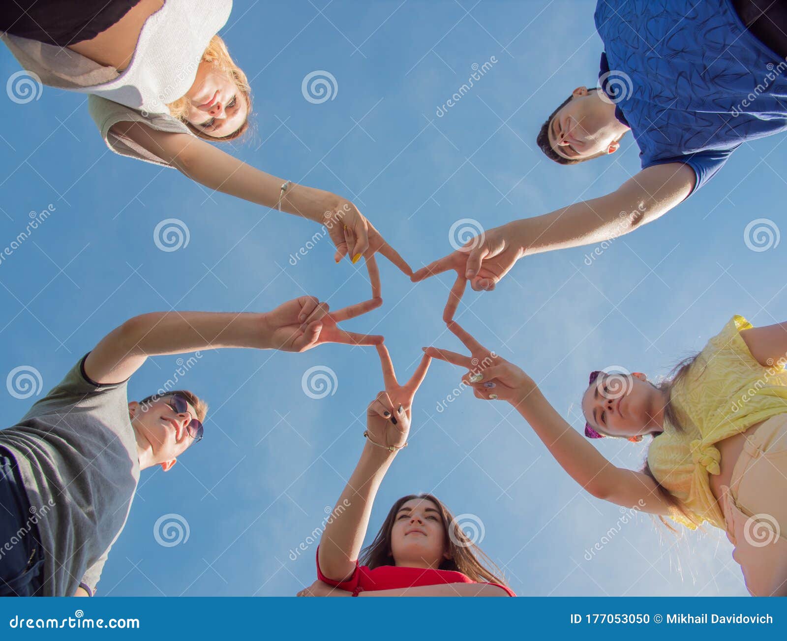 Friends Make a Star Shape from Their Hands. Stock Photo - Image of ...