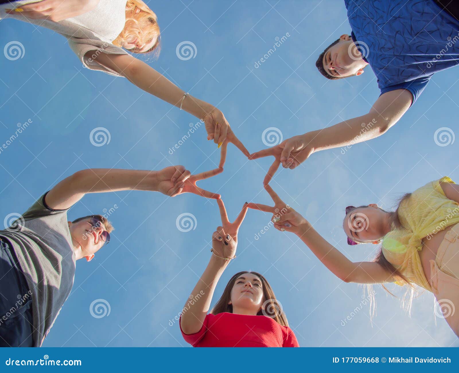 Friends Make a Star Shape from Their Hands. Stock Photo - Image of ...