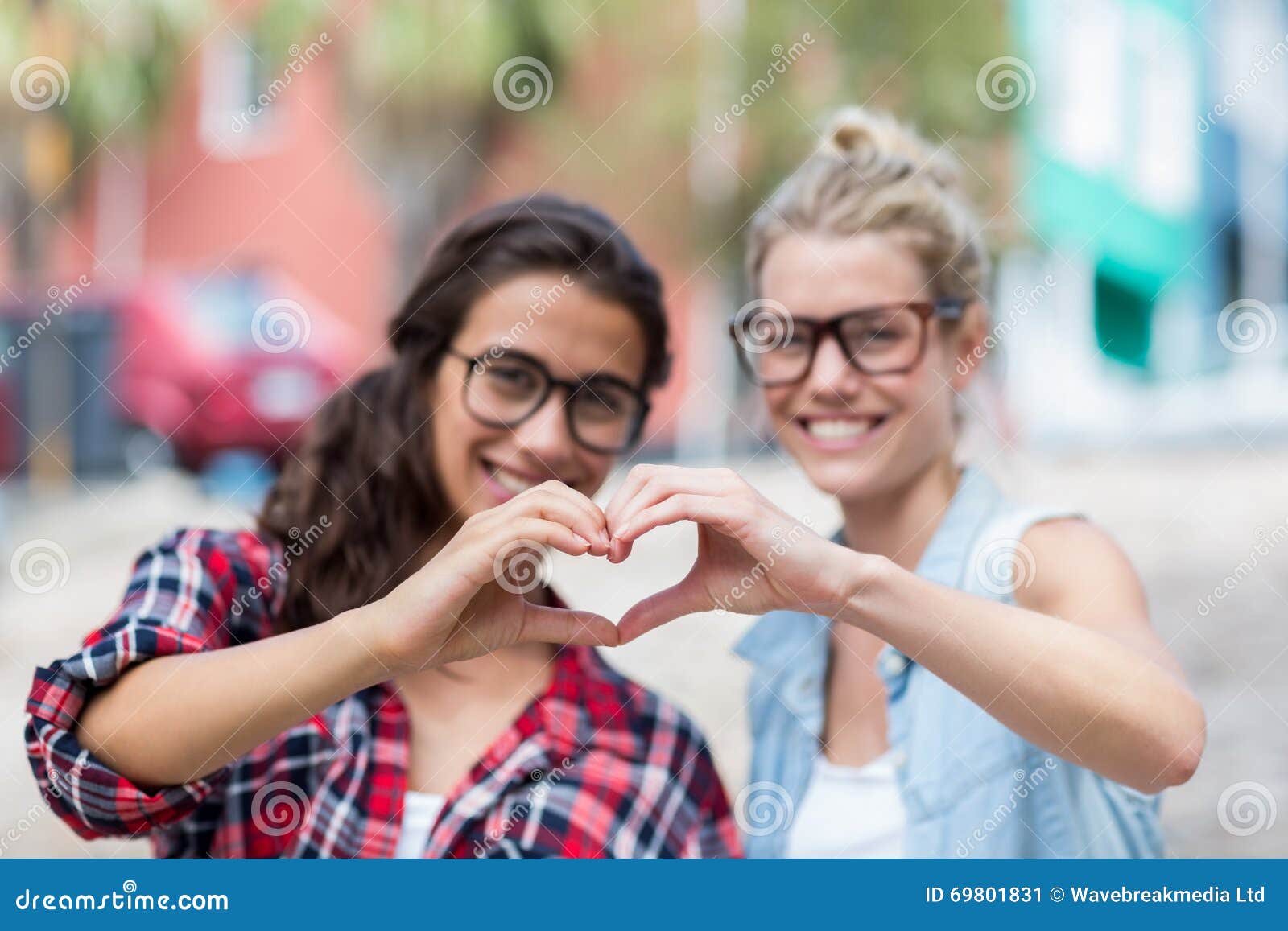 Friends Making Heart Shape with Hands Stock Image - Image of camera ...