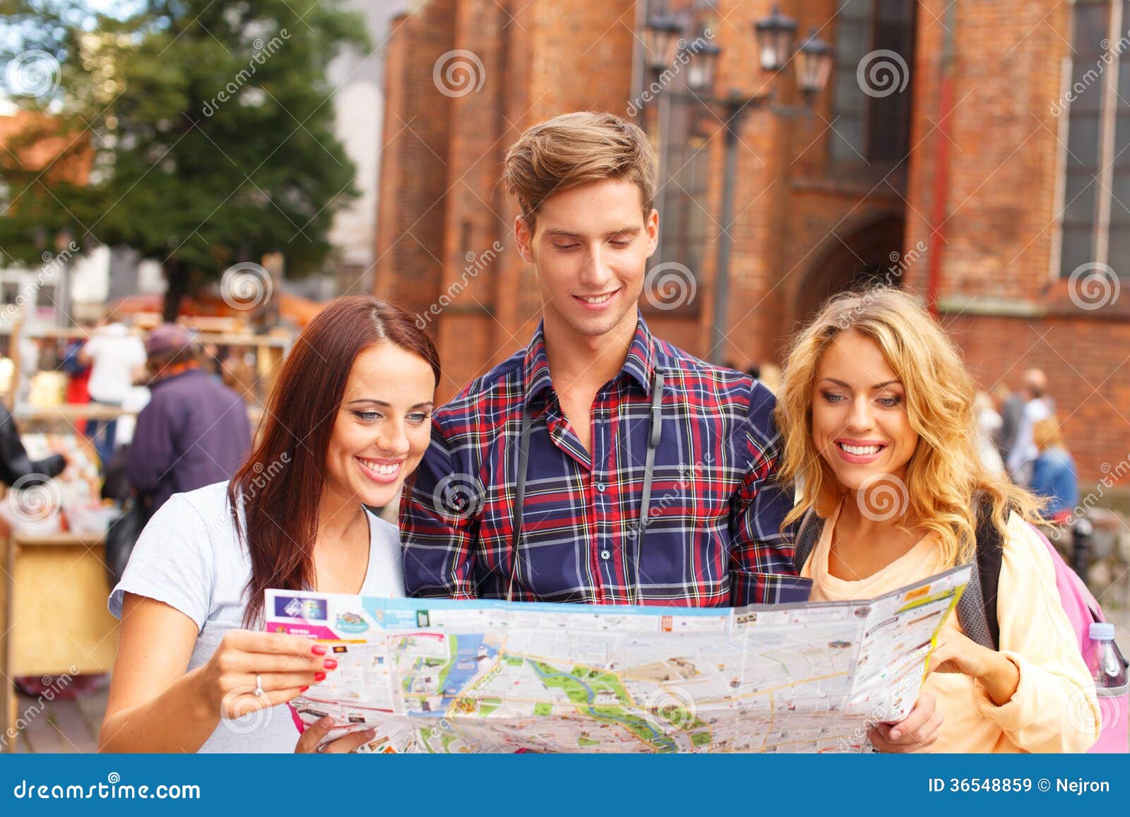 Friends with map stock image. Image of person, searching - 36548859