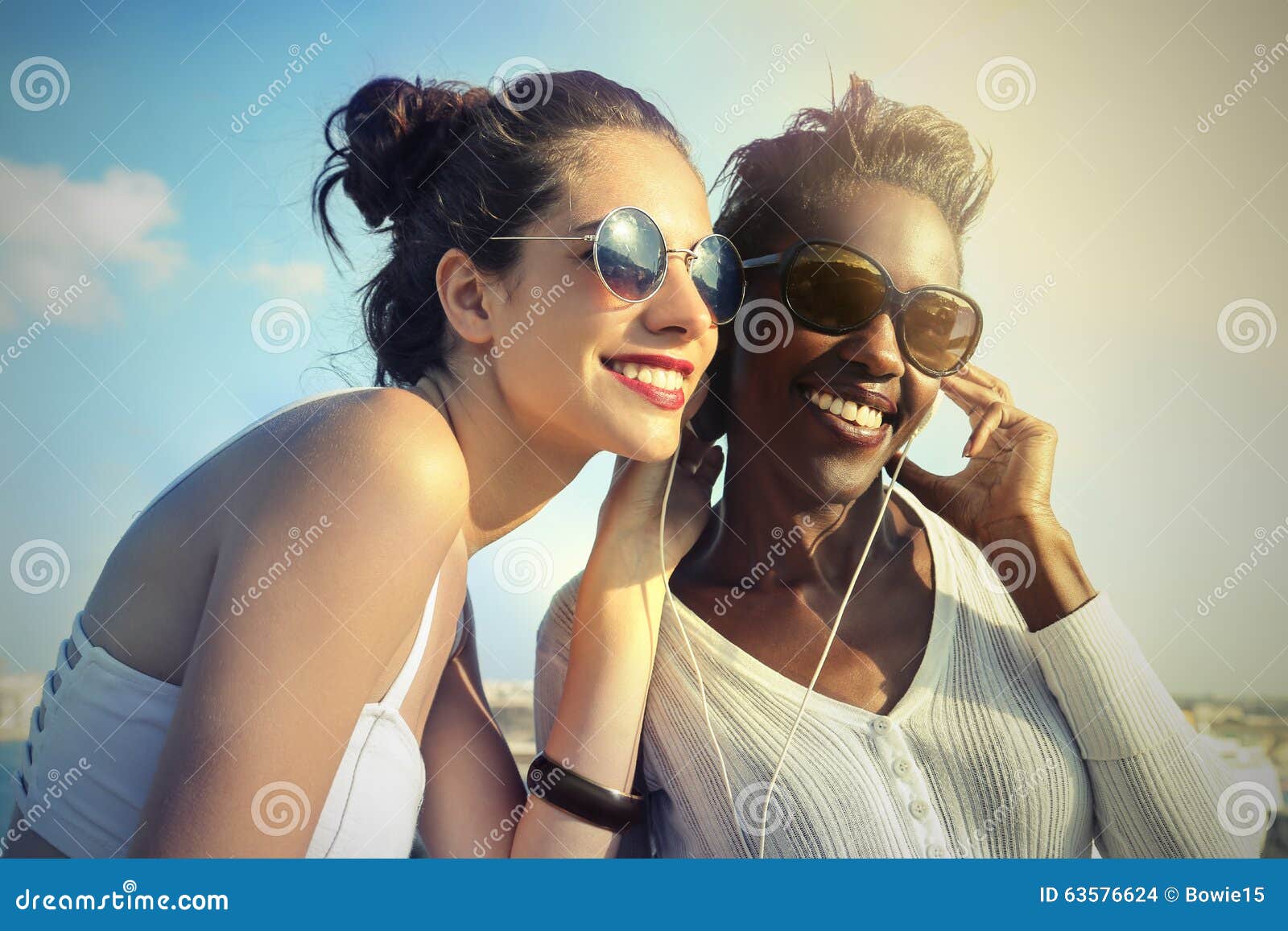 Friends and music stock photo. Image of friends, headphones - 63576624