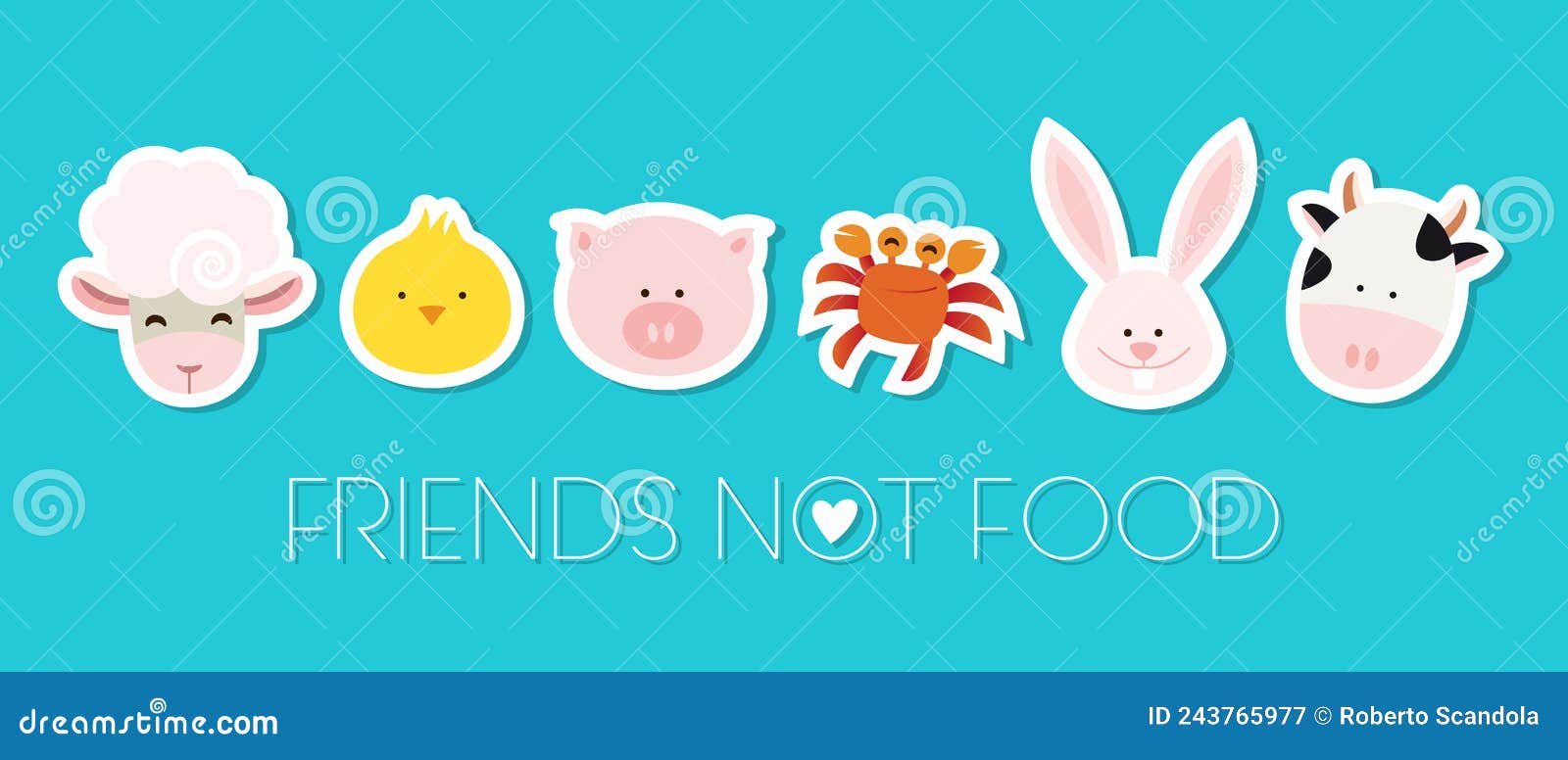 Friends Not Food, Full Vector Vegan-Vegetarian Culture Banner Stock ...