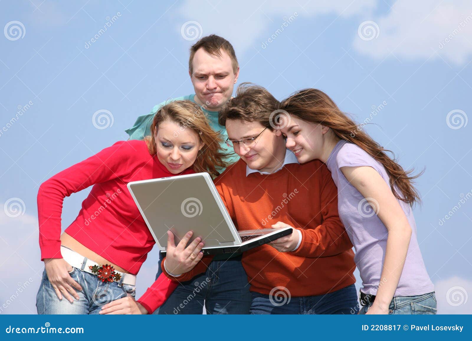 Friends with notebook stock image. Image of community - 2208817