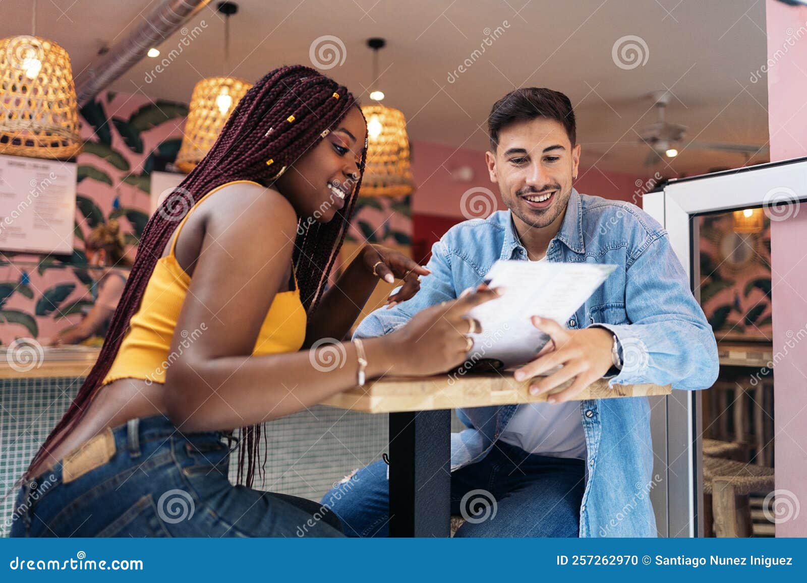 Friends Ordering Food stock photo. Image of eating, bowl - 257262970