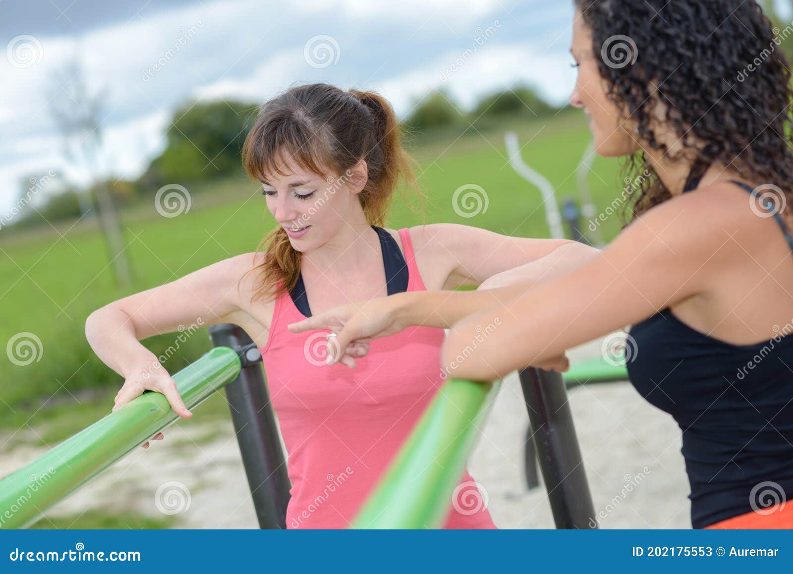 Friends during Outdoor Physical Exercise Stock Image - Image of firm ...