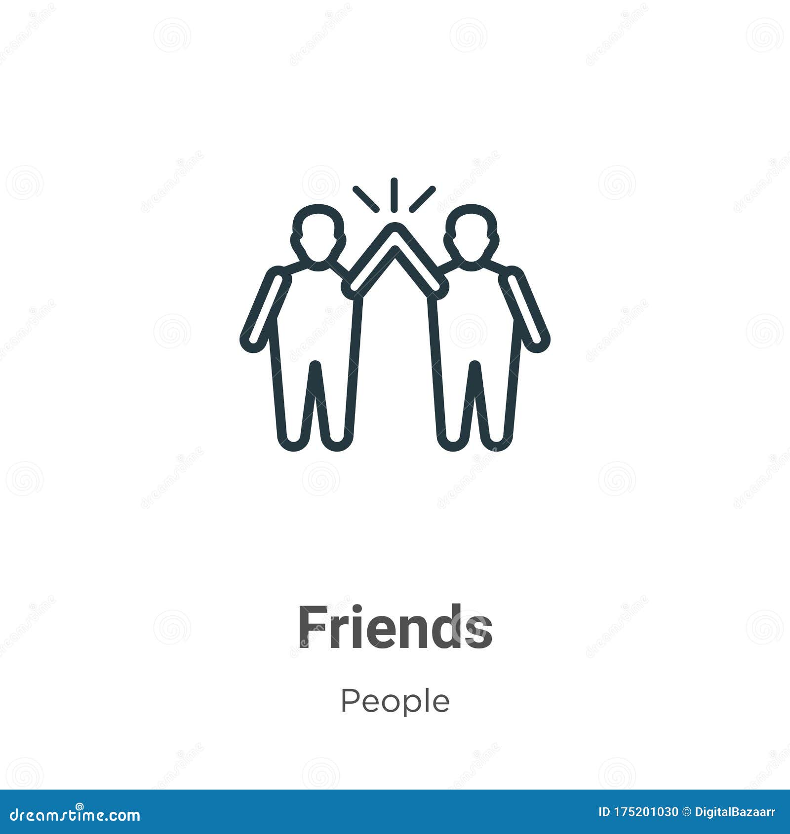 Friends Outline Vector Icon. Thin Line Black Friends Icon, Flat Vector ...