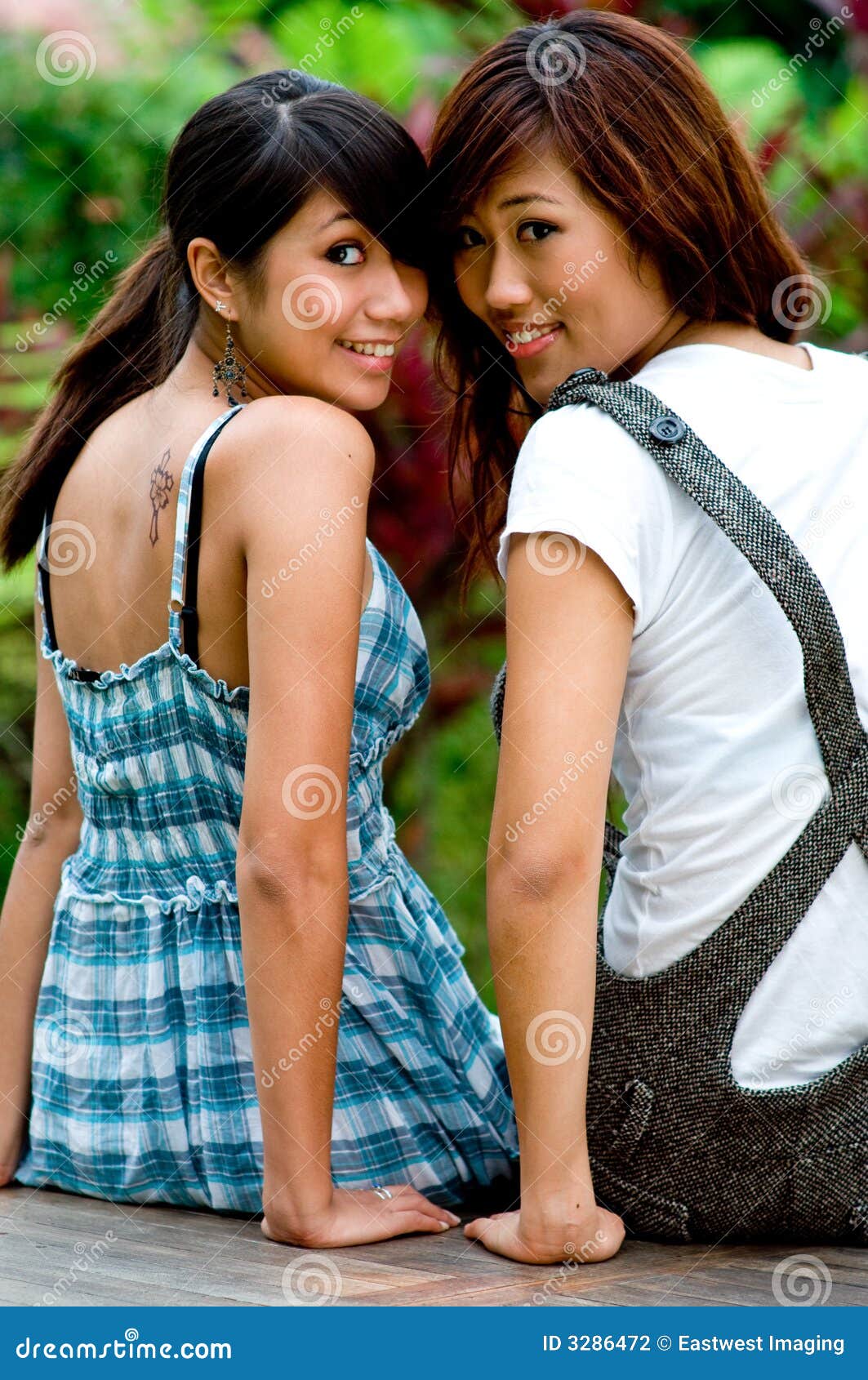 Friends outside stock photo. Image of long, female, asian - 3286472
