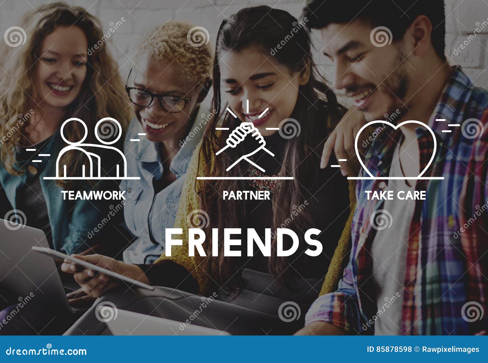 Friends Partner Take Care Teamwork Concept Stock Photo - Image of media ...