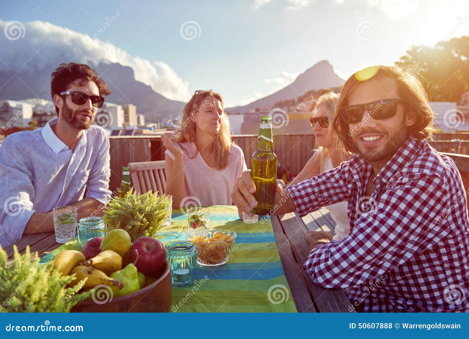 Friends Party Gathering on Rooftop Stock Photo - Image of beer, candid ...