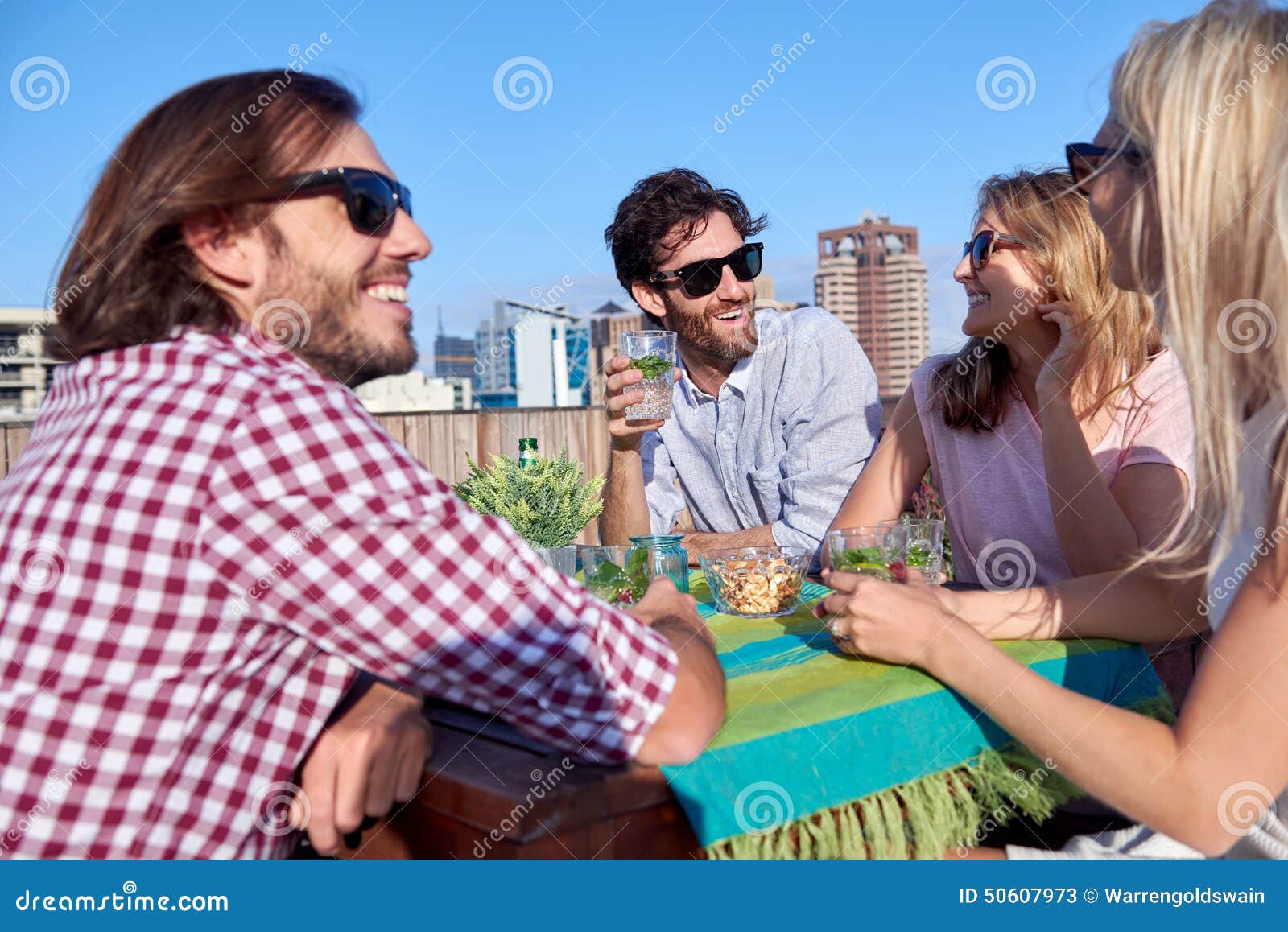 Friends Party Gathering on Rooftop Stock Image - Image of beautiful ...