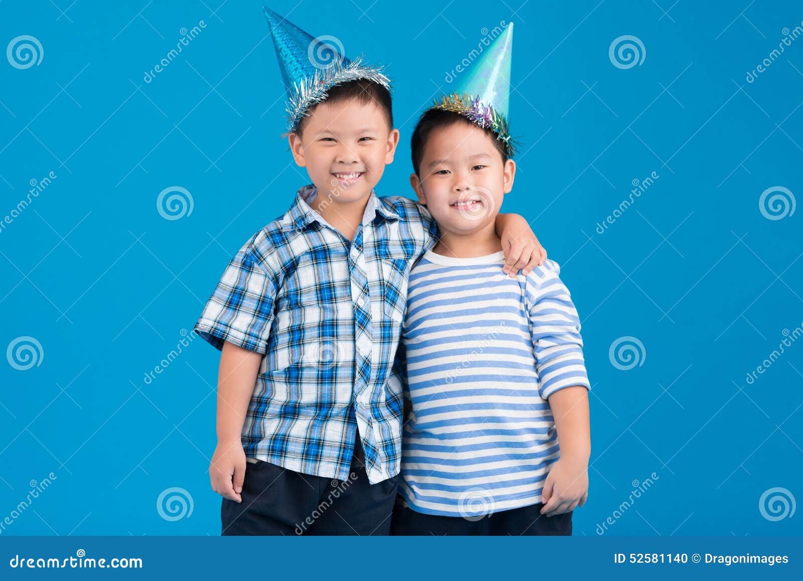 Friends in party hats stock photo. Image of birthday - 52581140