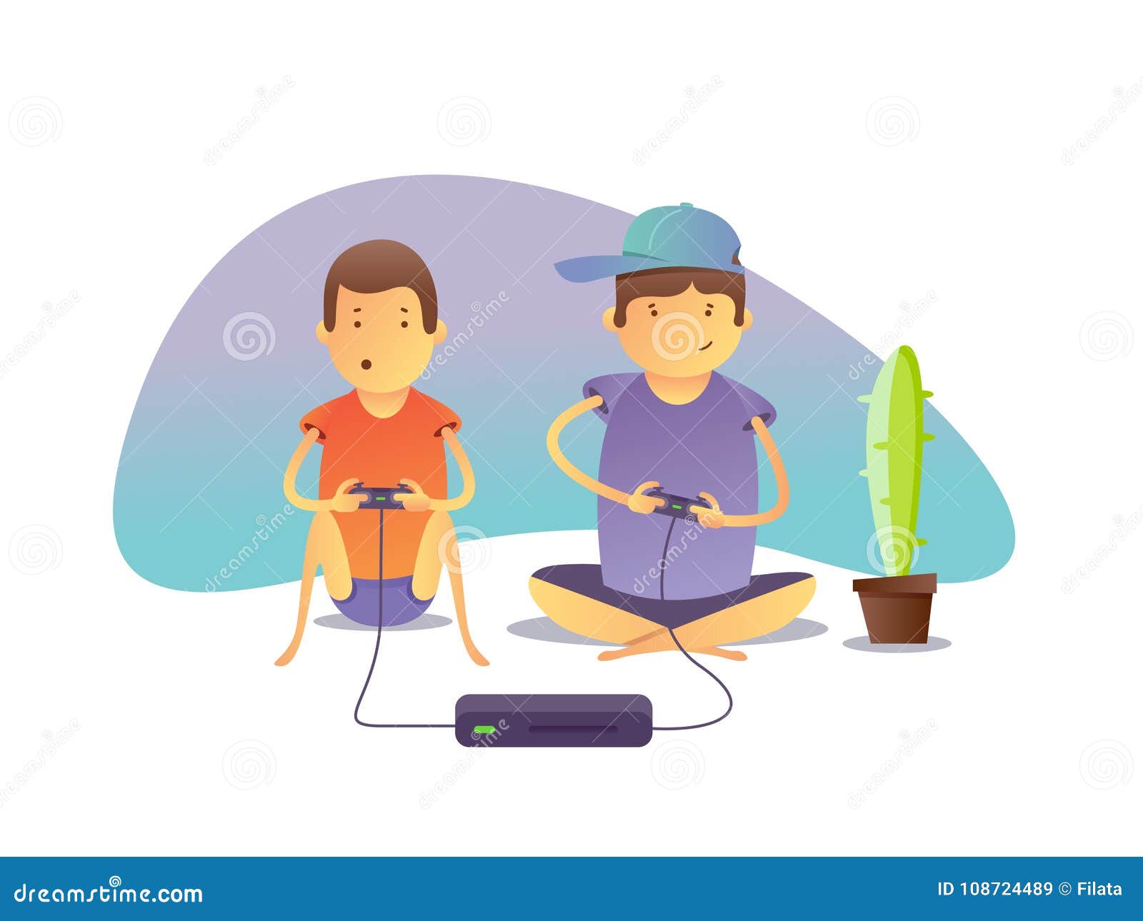 Friends play video game stock vector. Illustration of human - 108724489