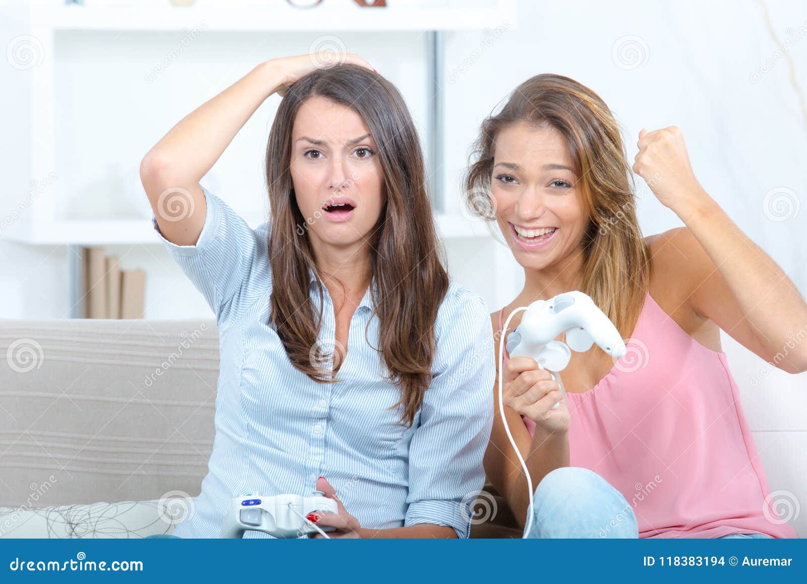 Friends Playing Computer Game Stock Photo - Image of home, electronic ...