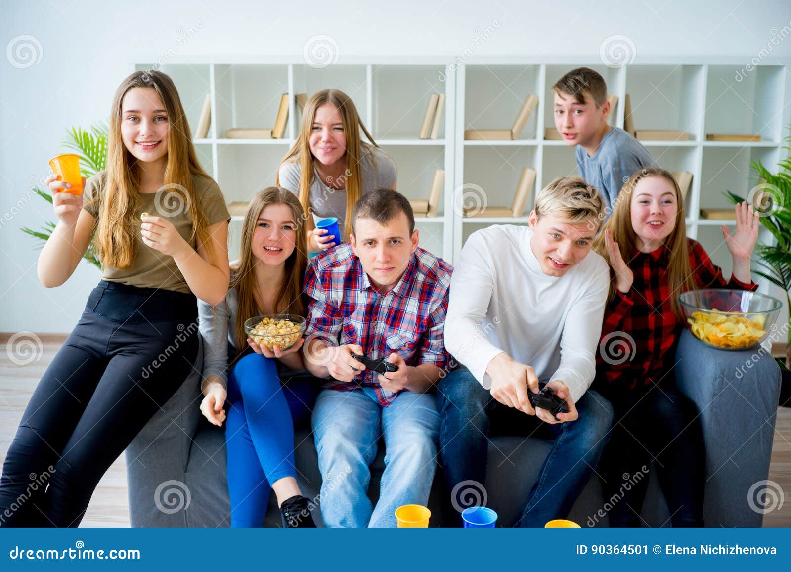 Friends Playing a Console Game Stock Image - Image of happy, control ...