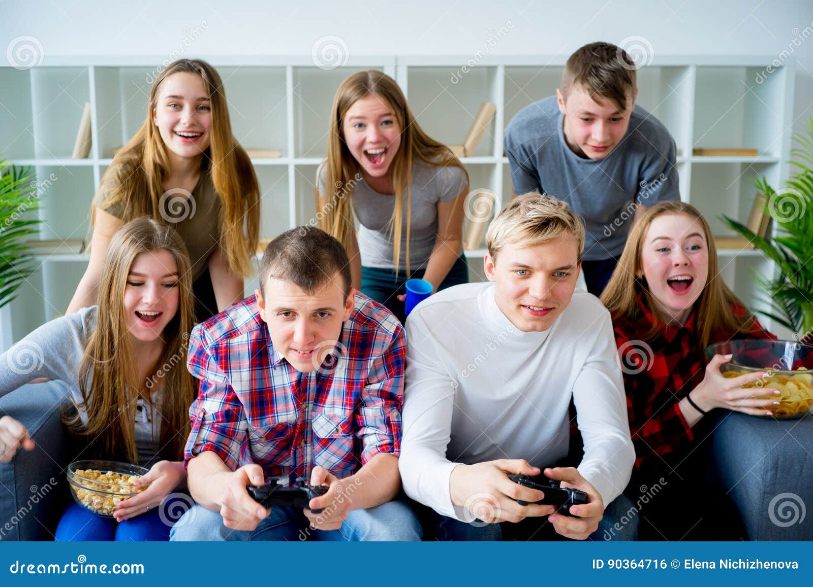 Friends Playing a Console Game Stock Photo - Image of entertainment ...