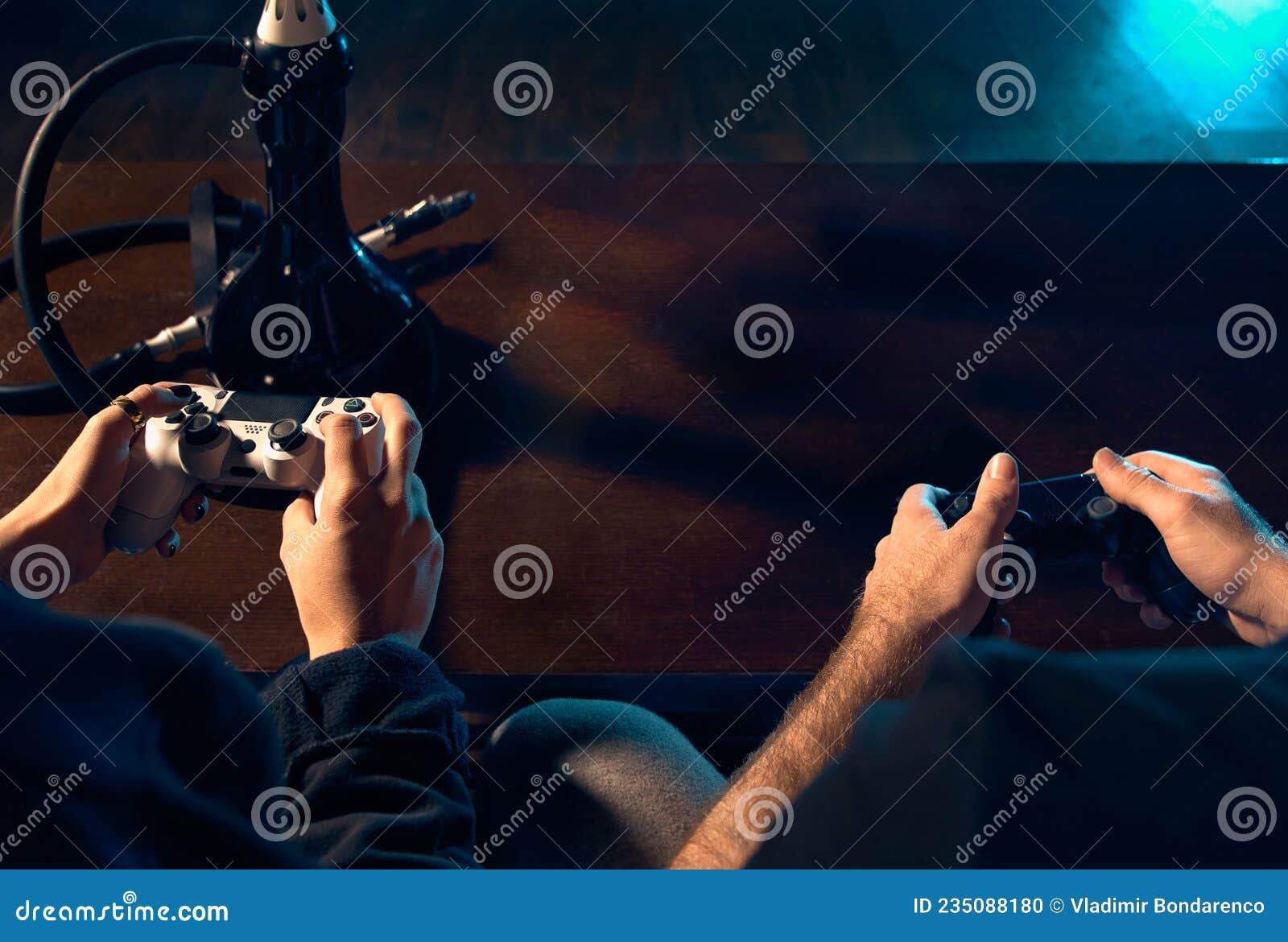 Friends Playing Console Video Games. Controller in Hands Closeup Stock ...