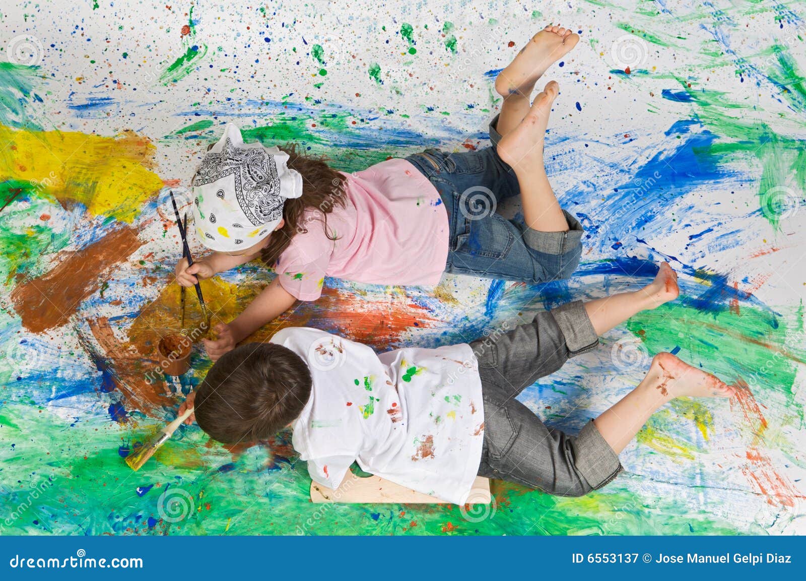 Friends Playing with Painting Stock Image - Image of blood, creative ...