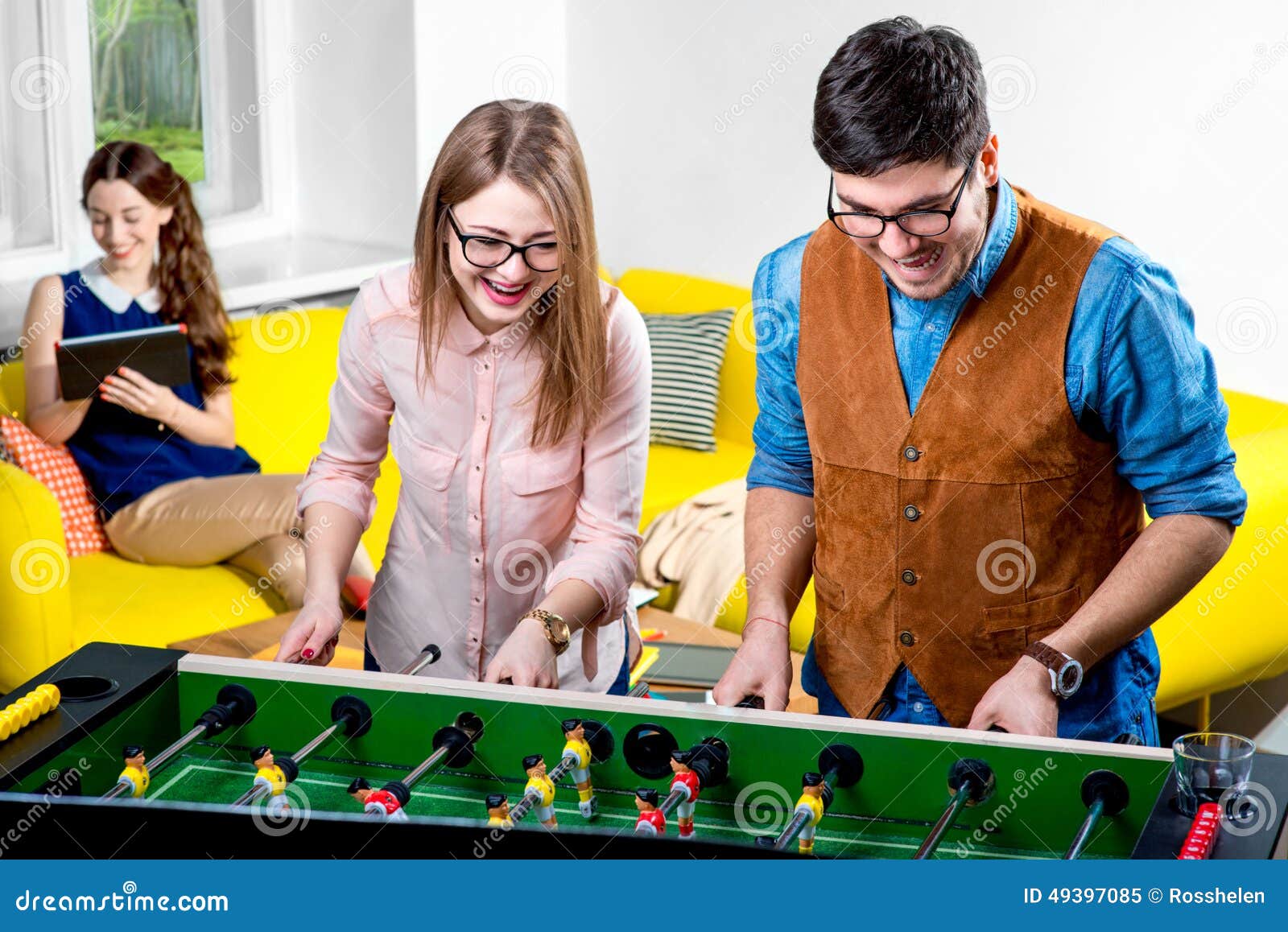 Friends Playing Table Football Stock Image - Image of competition ...