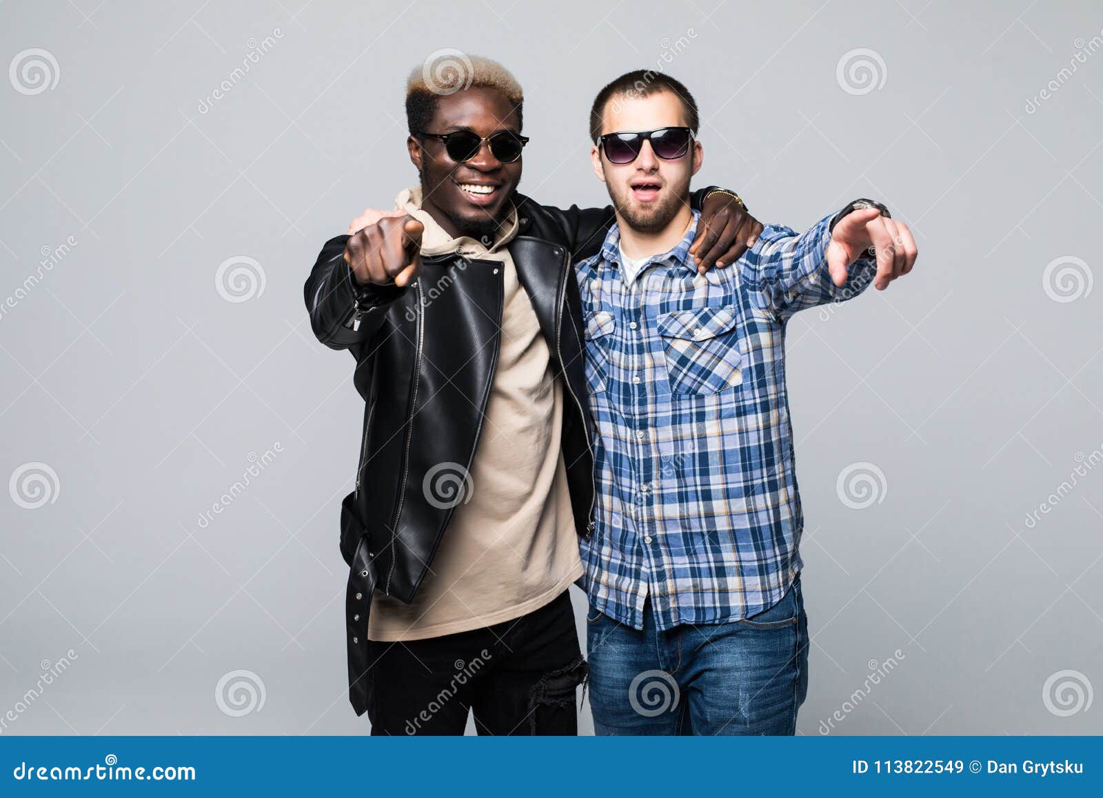 Multiracial Friends Pointed on You on Gray Backgound Stock Image ...
