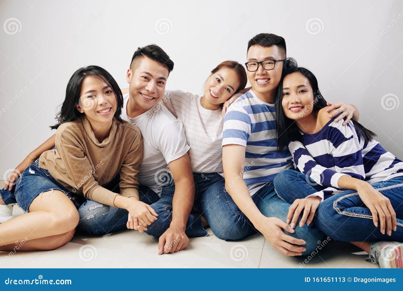 Friends Posing for Group Photo Stock Image - Image of females, people ...