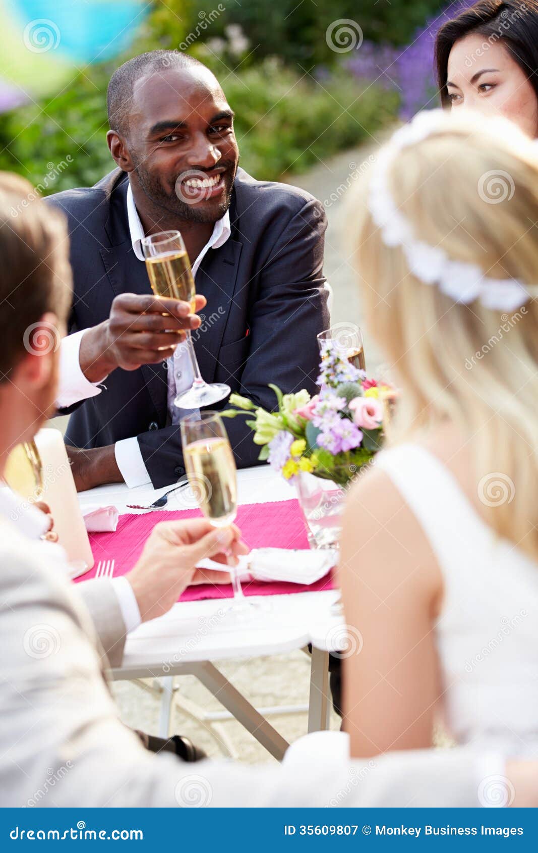 Friends Proposing Champagne Toast at Wedding Stock Image - Image of ...