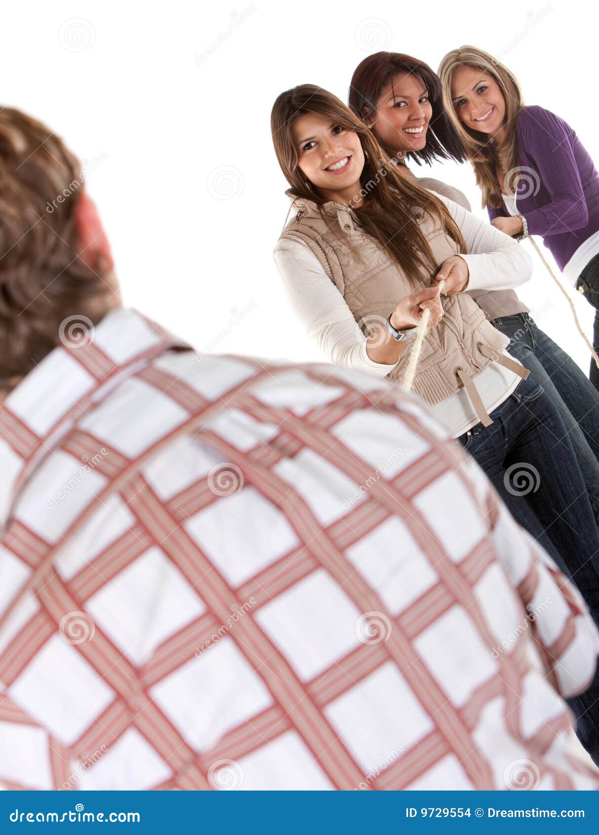 Friends pulling a rope stock photo. Image of strong, competing - 9729554