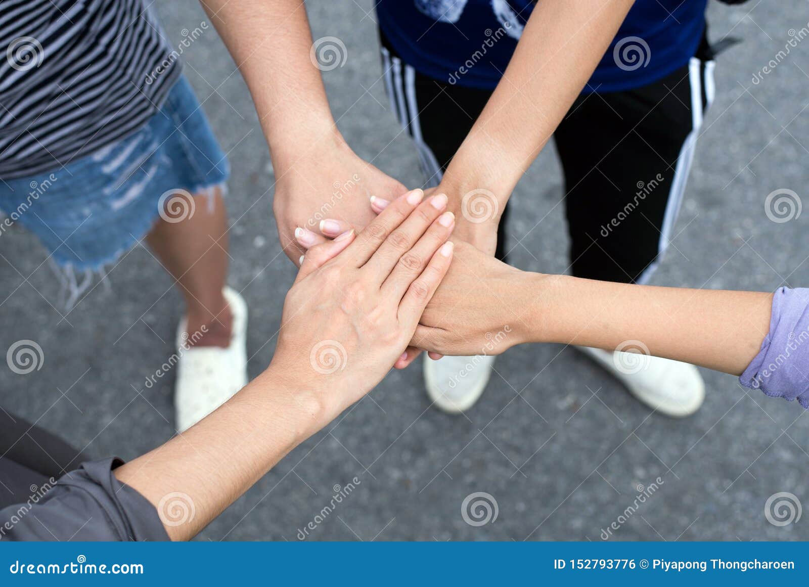 Friends Putting with Stack of Hands and Showing Successful Teamwork ...