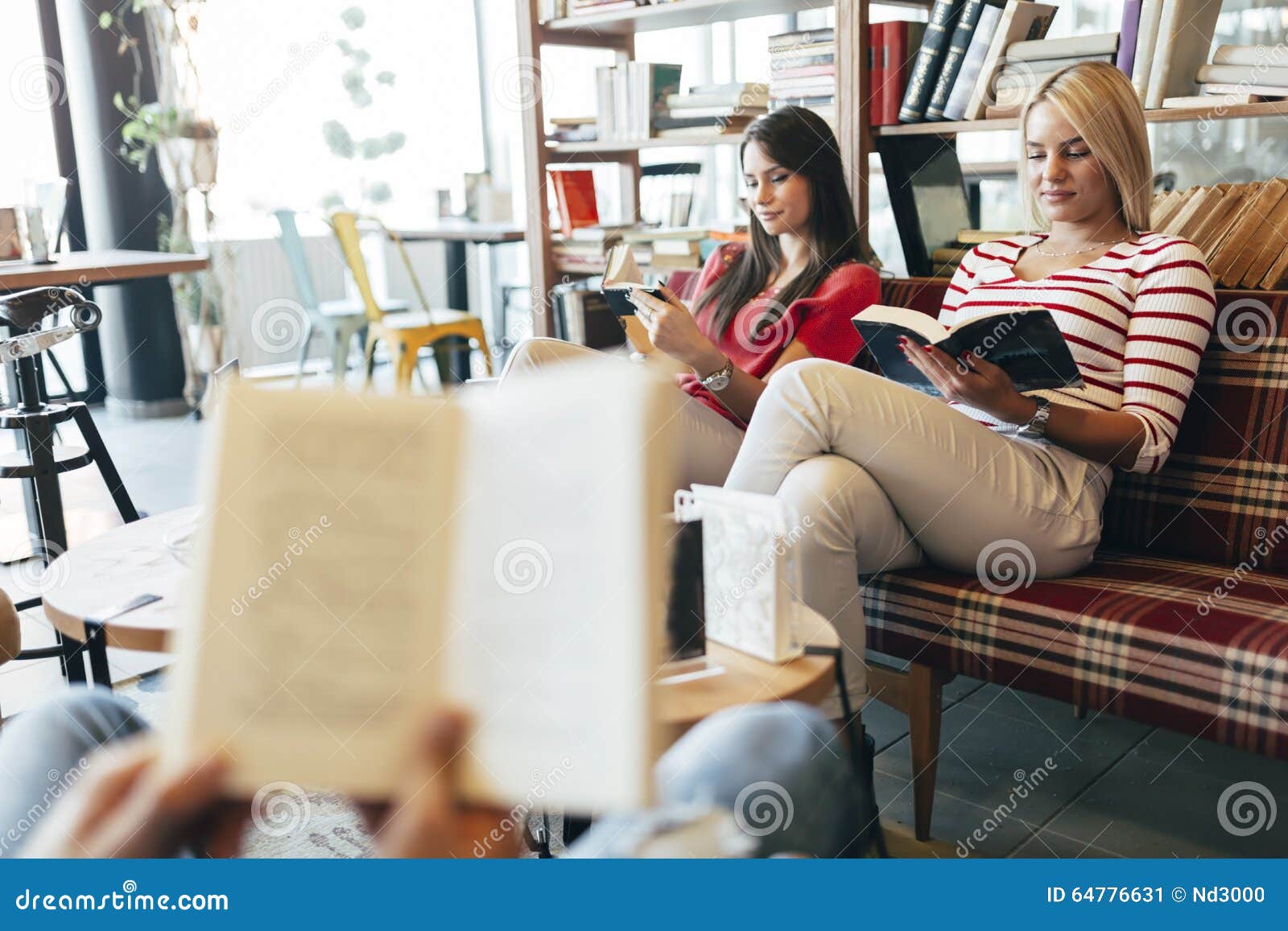 Friends reading books stock image. Image of learn, cute - 64776631