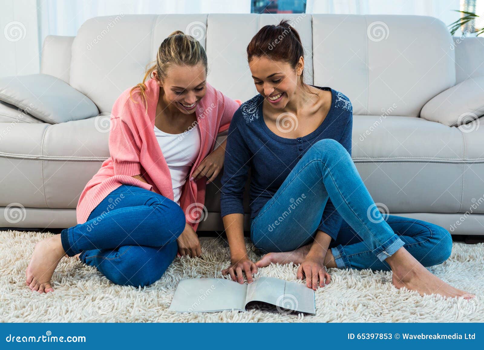 Friends Reading on the Carpet Stock Image - Image of living, house ...