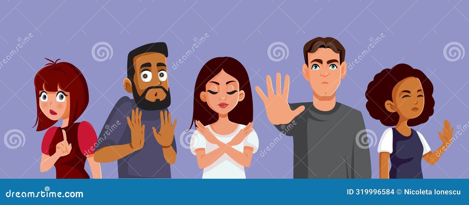 Group of People Refusing Saying No Vector Cartoon Illustration Stock ...