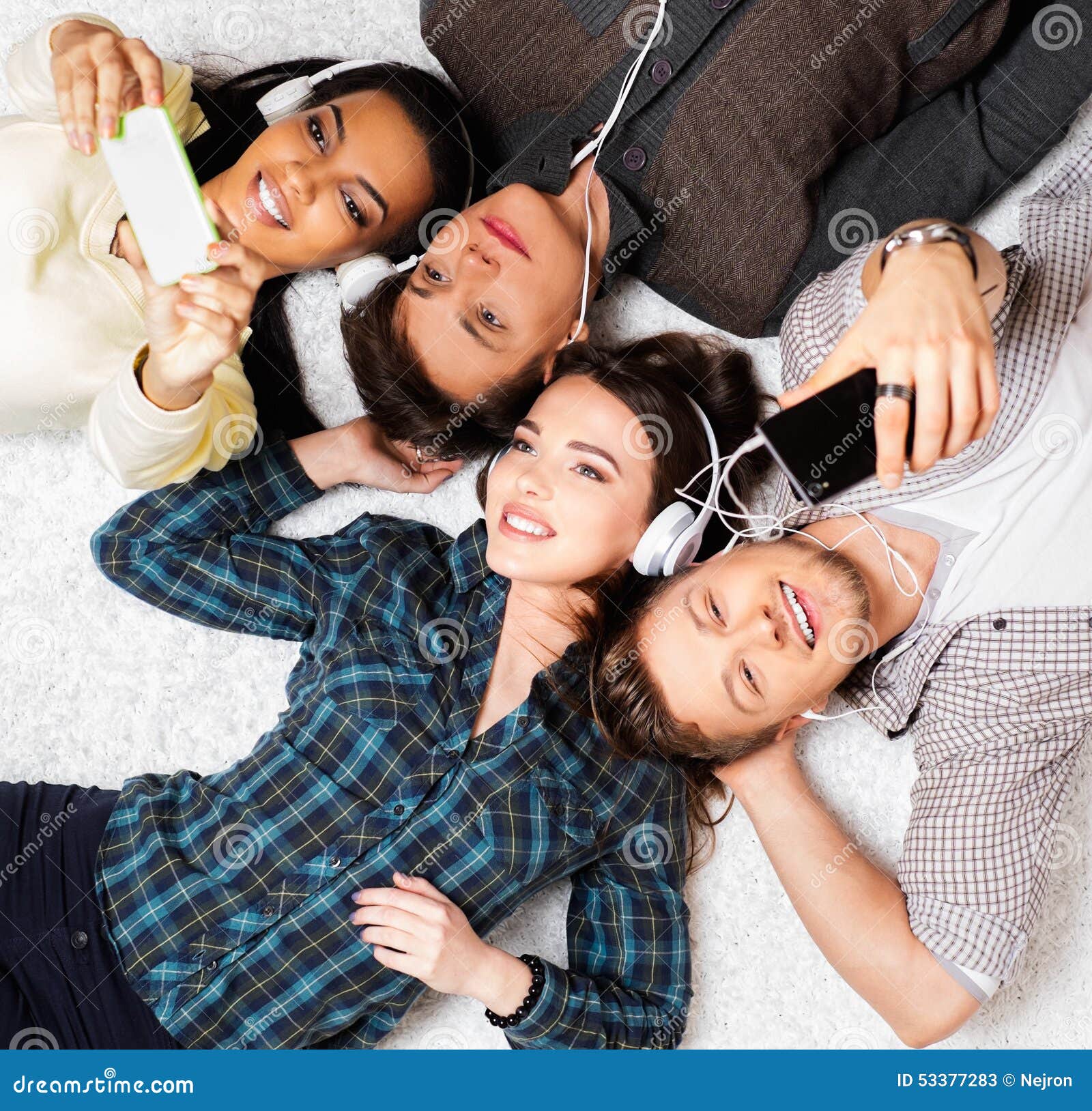 Friends Relaxing with Gadgets Stock Image - Image of instagram, cloud ...