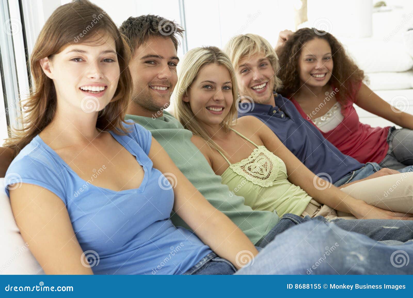 Friends Relaxing at Home stock image. Image of home, clothing - 8688155