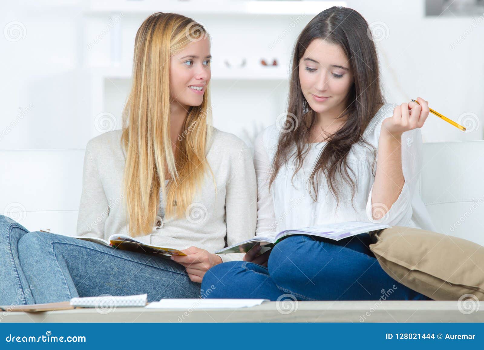 Friends Reviewing Their Lessons Stock Photo - Image of parent ...