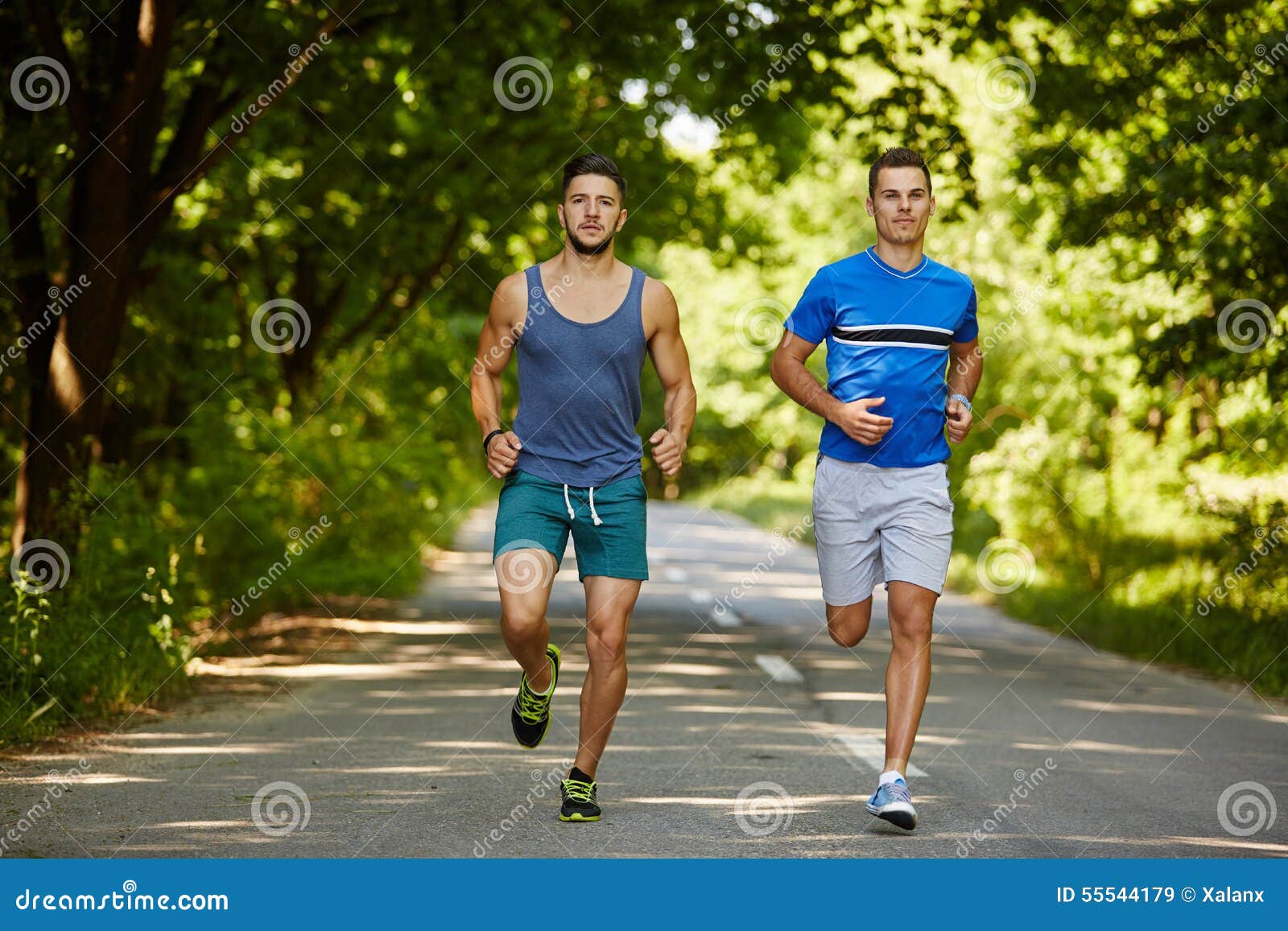 Friends Running through Forest Stock Image - Image of activity, friends ...