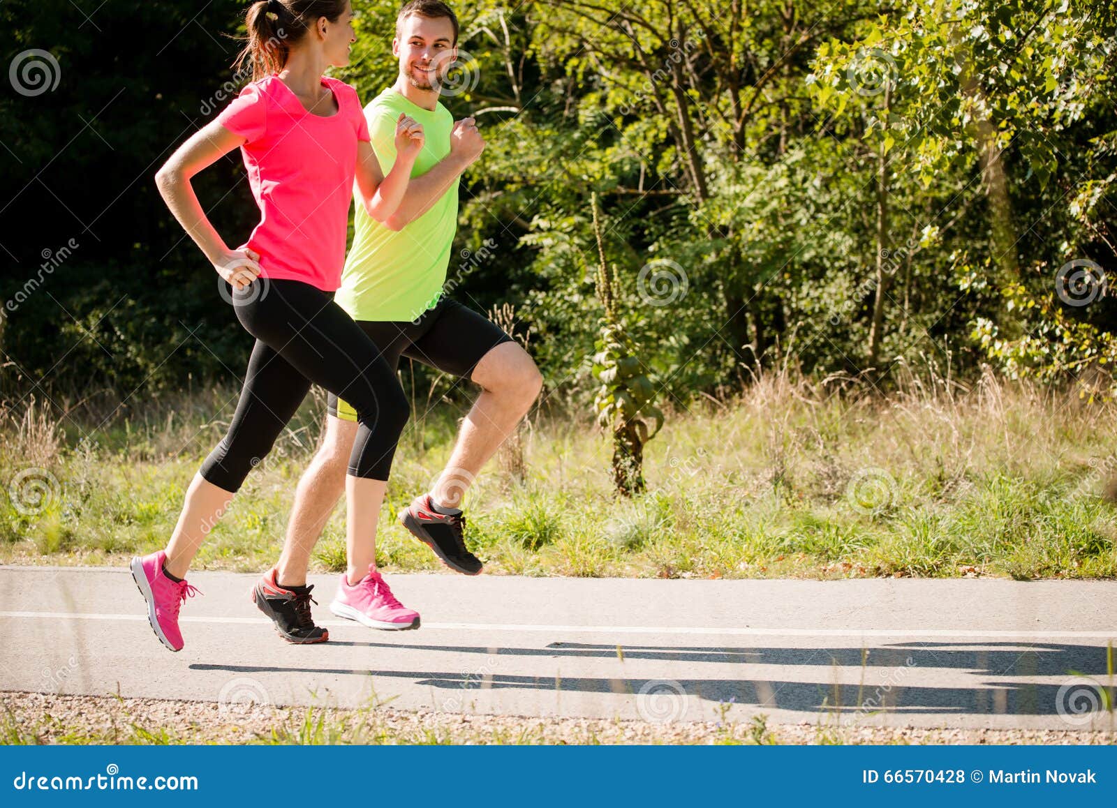 Friends Running and Talking Together Stock Photo - Image of couple ...