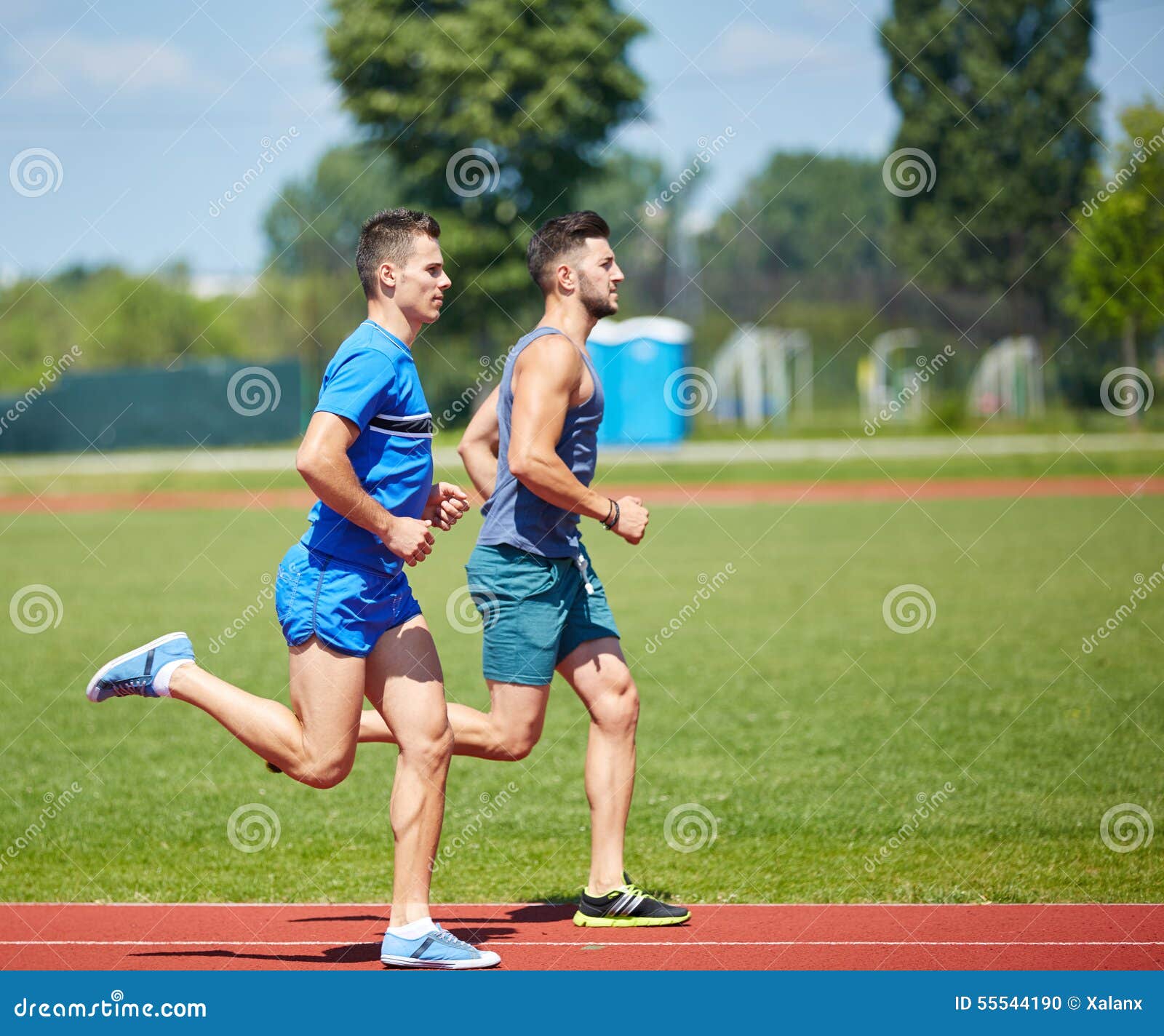 Friends running stock photo. Image of race, healthy, racetrack - 55544190