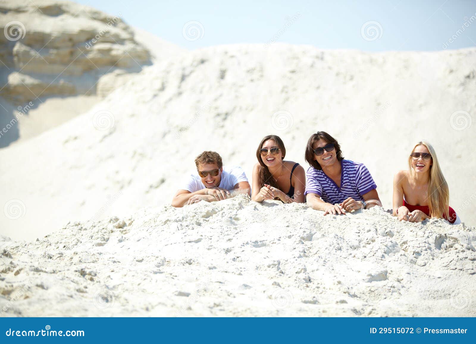 Friends on sand stock photo. Image of beach, lying, rest - 29515072