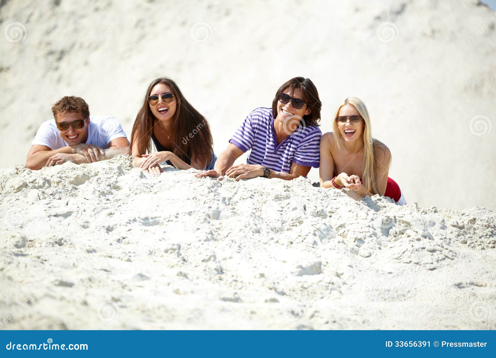 Friends on sand stock image. Image of relaxation, beach - 33656391