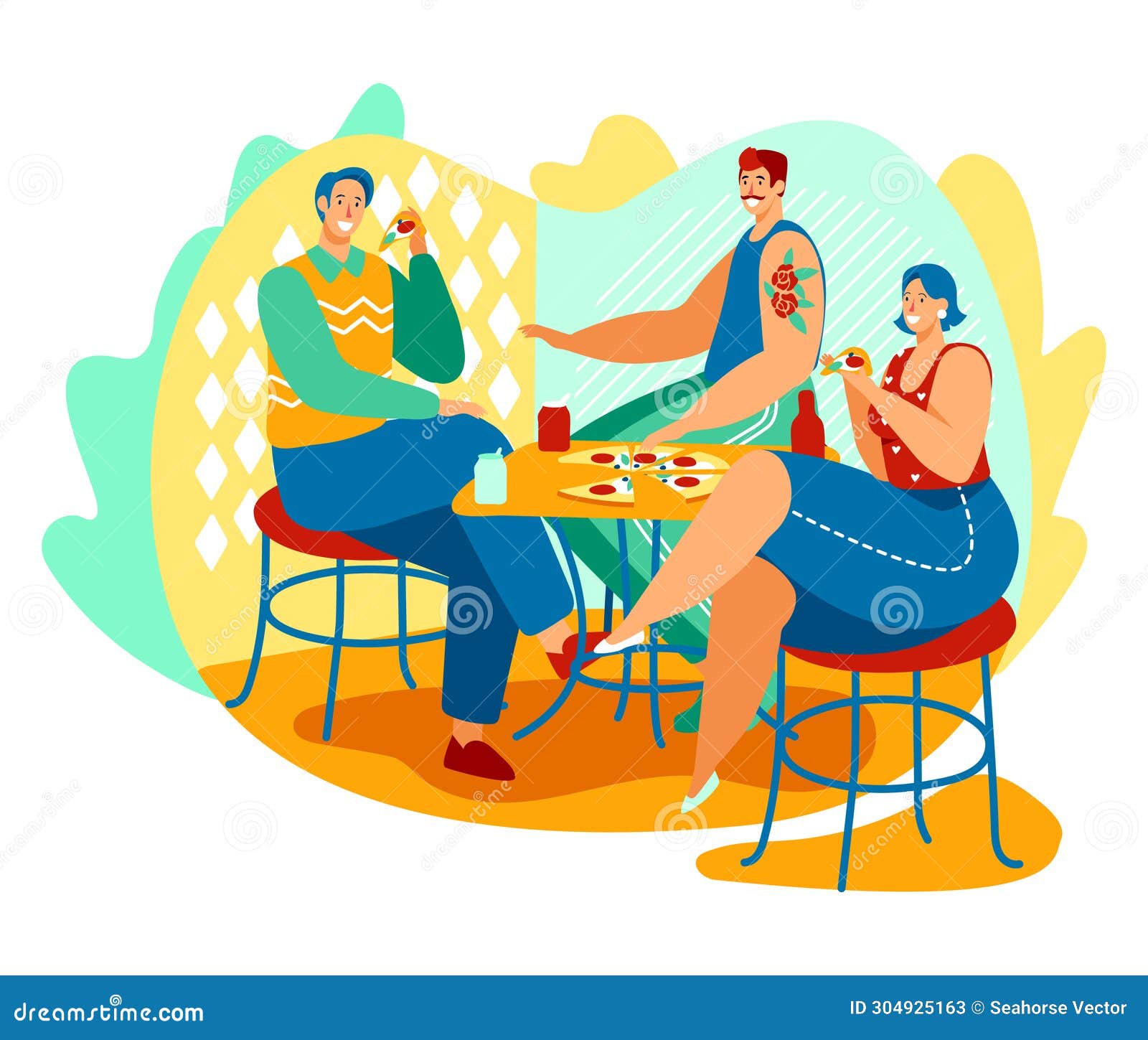 Friends Sharing Pizza Casual Dining Experience Joyful Meal Together
