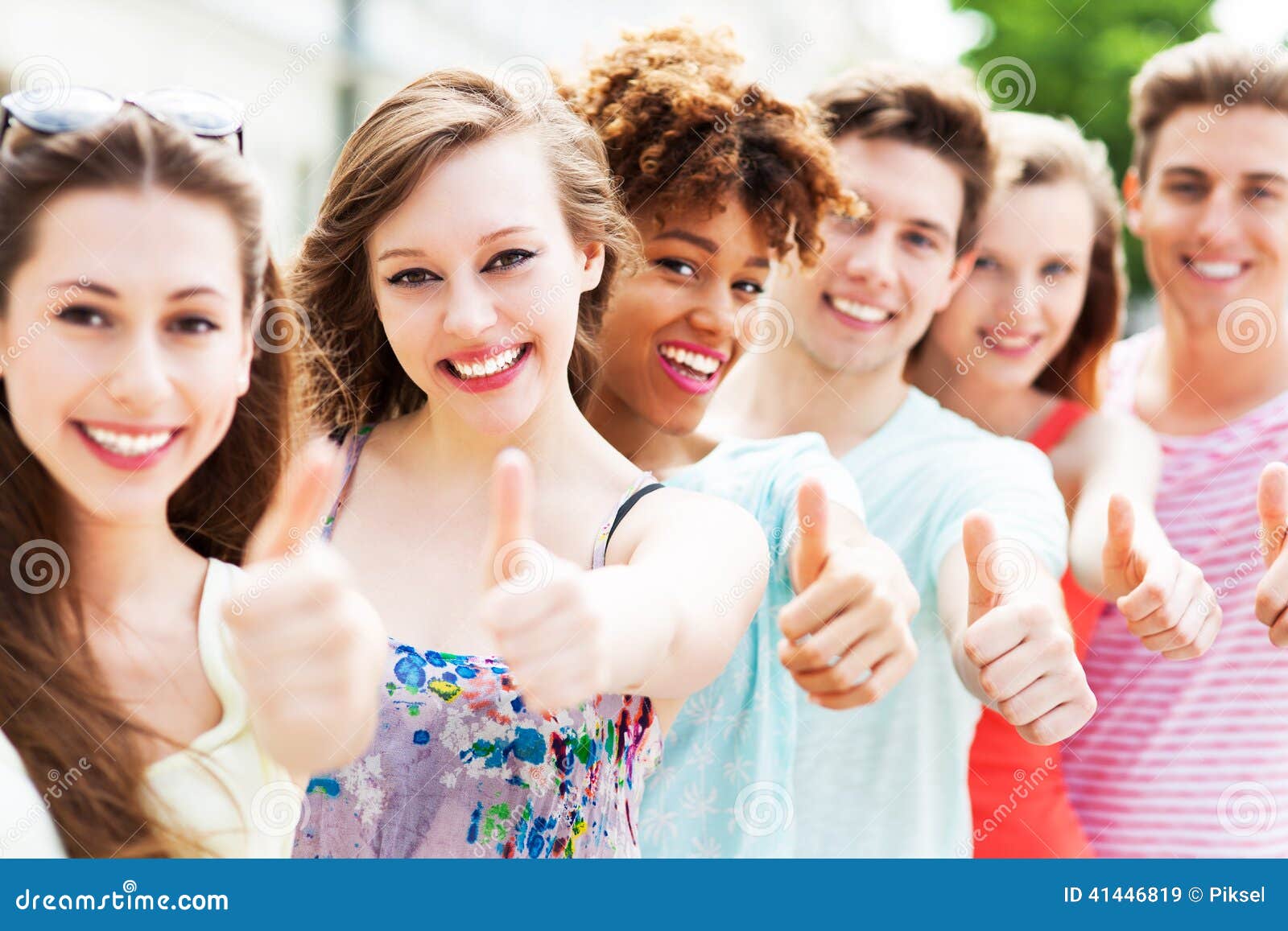 Friends showing thumbs up stock image. Image of hanging - 41446819
