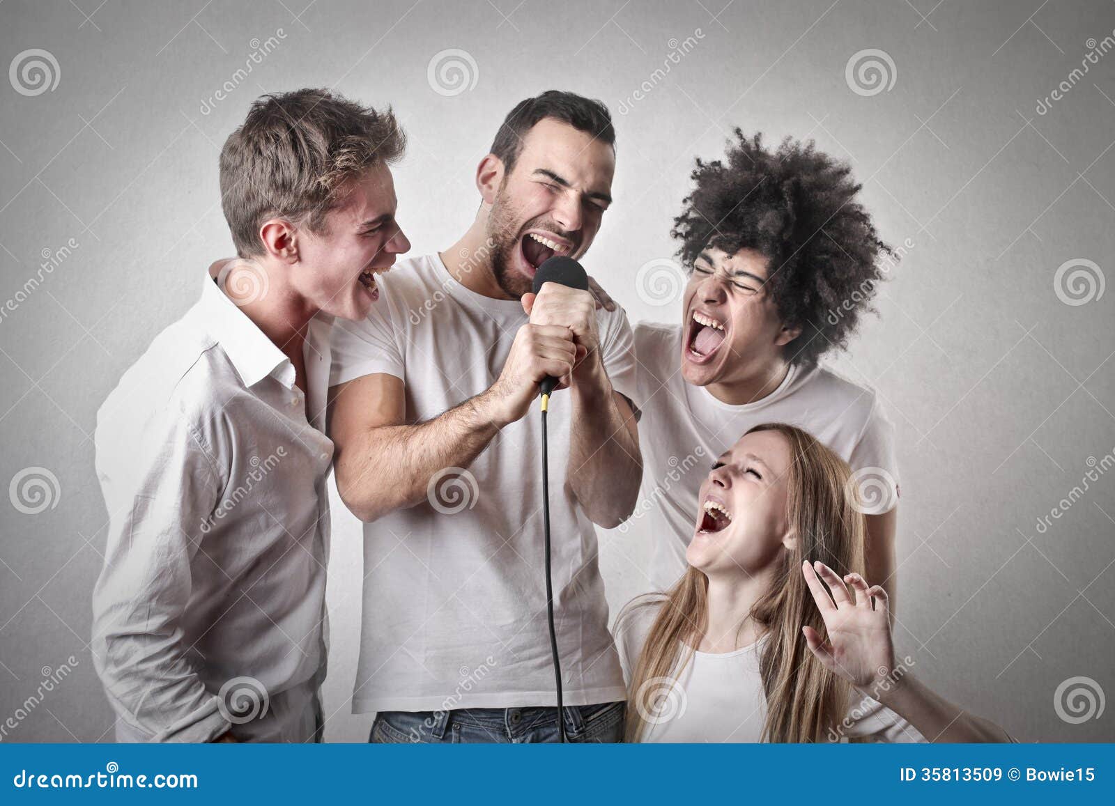 Friends singing stock image. Image of teen, microphone - 35813509