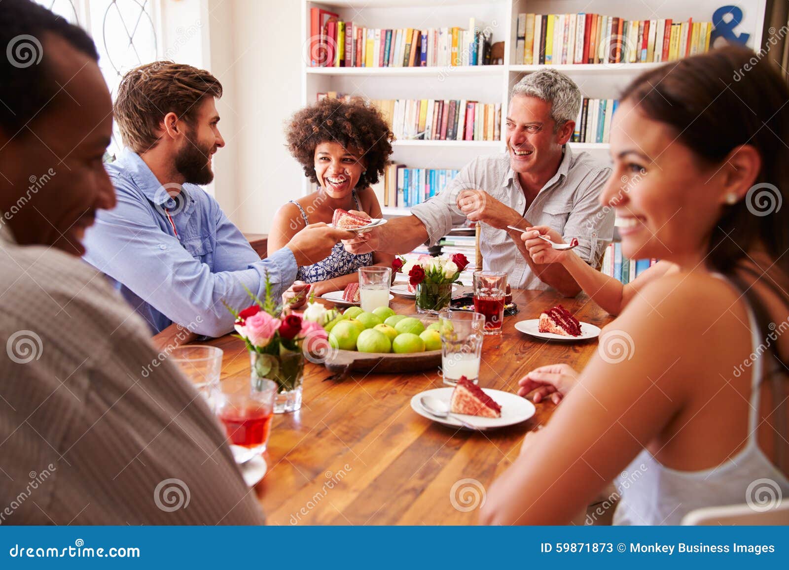 Friends Sitting at a Table Talking during a Dinner Party Stock Image ...