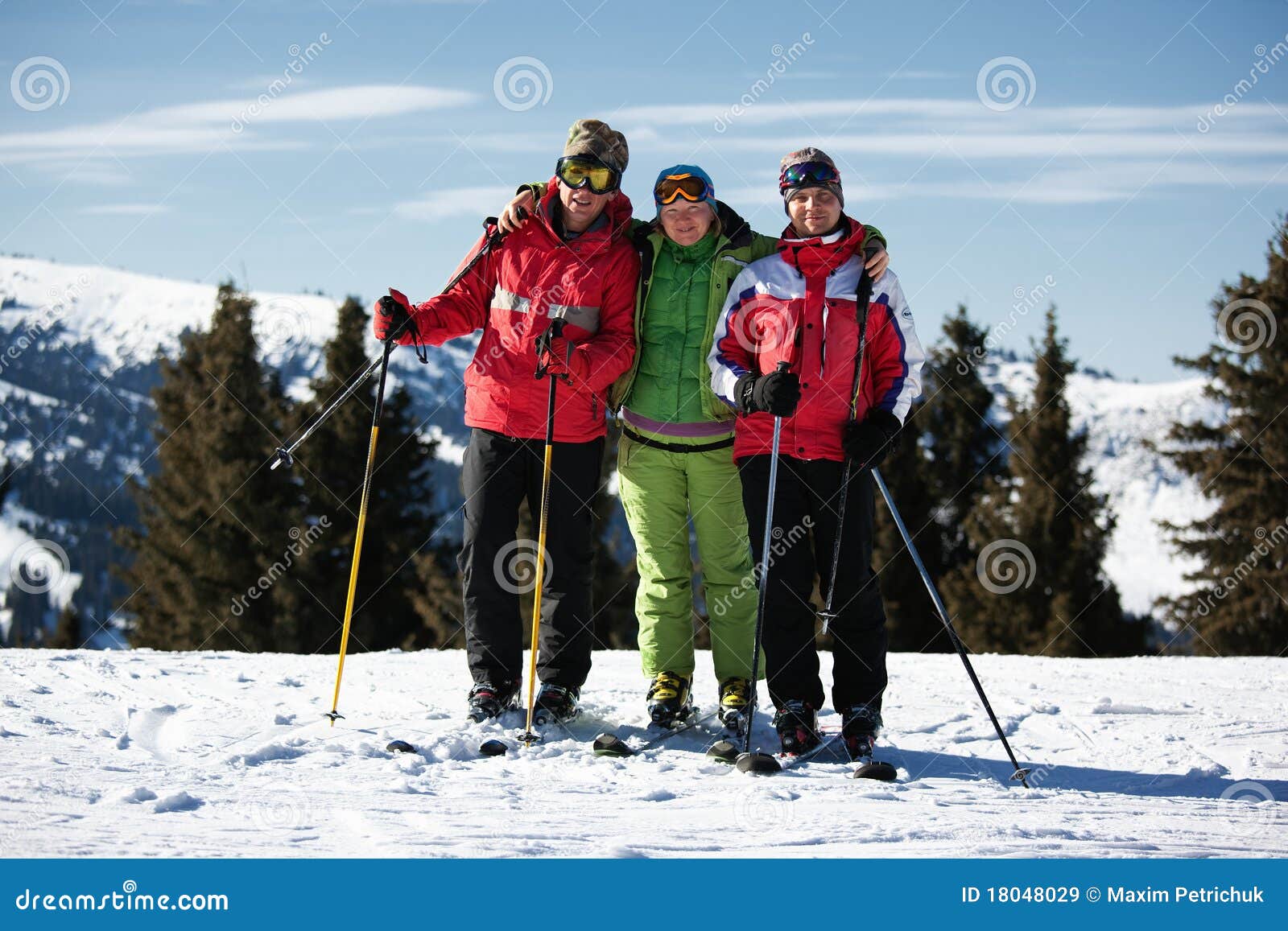 Friends at the ski resort stock image. Image of caucasian - 18048029