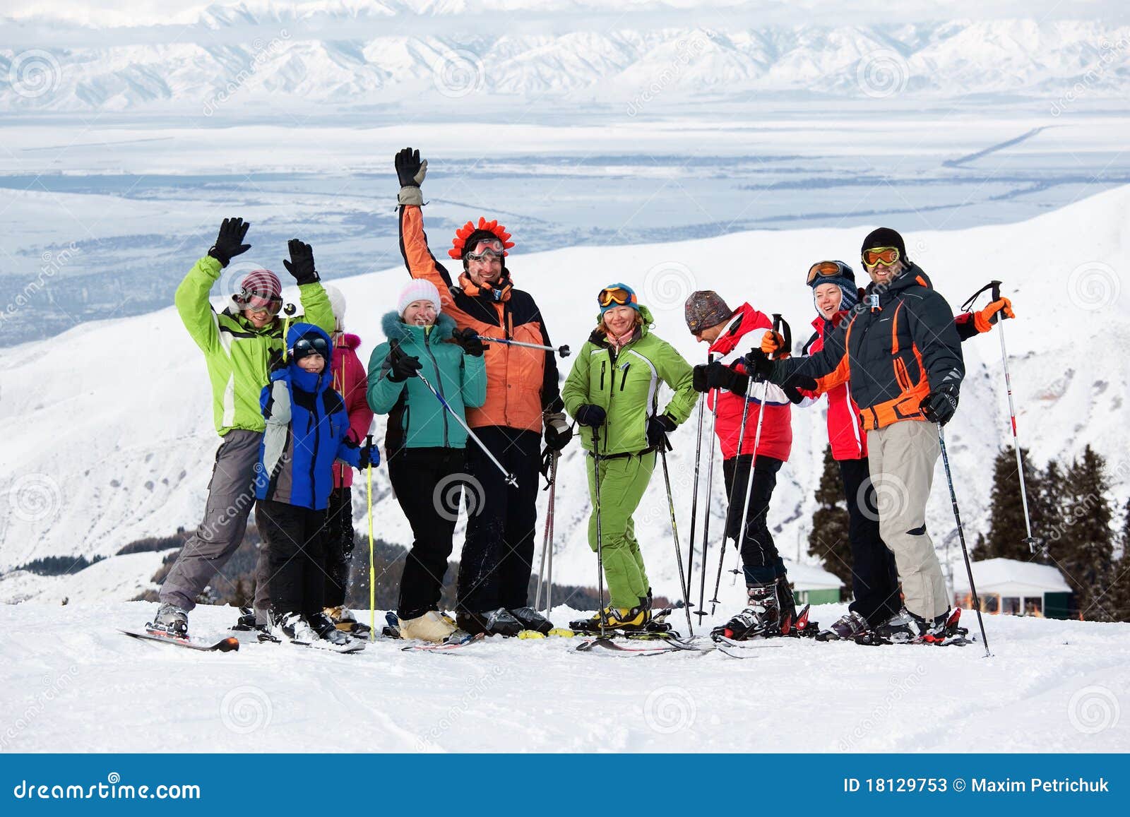 Friends at the ski resort stock image. Image of relaxation - 18129753